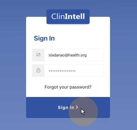 Signing in and resetting password – ClinIntell